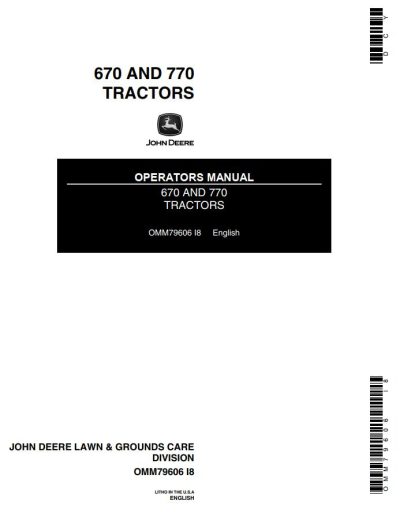 John Deere Tractors 670 770 Operators Manual - Texas Manuals
